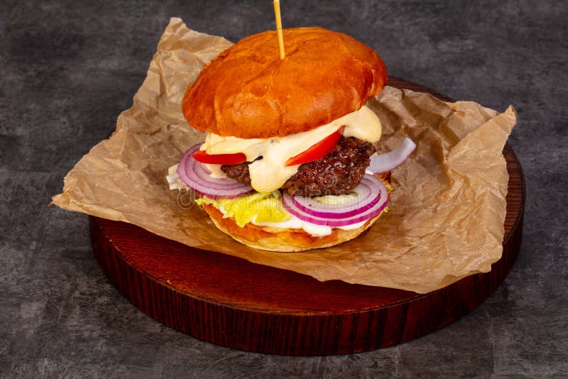 Burger with meat stock photo. Image of fast, delicious - 120213908