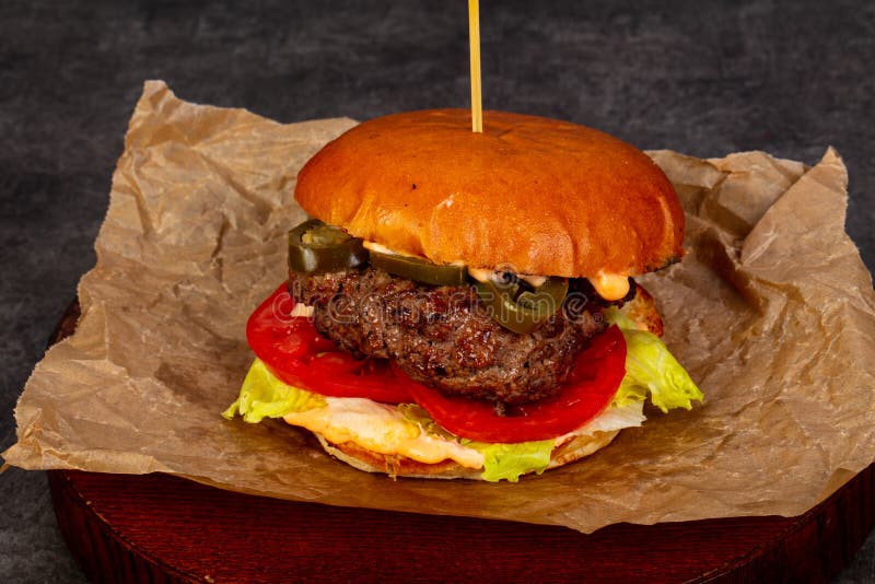 Burger with meat stock photo. Image of grilled, dinner - 121333148