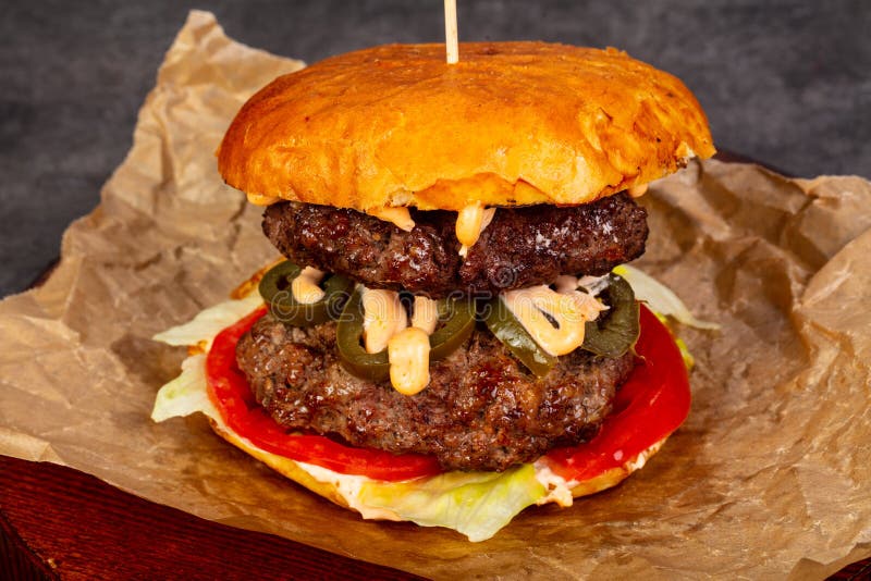 Burger with meat stock image. Image of pulled, background - 129349941