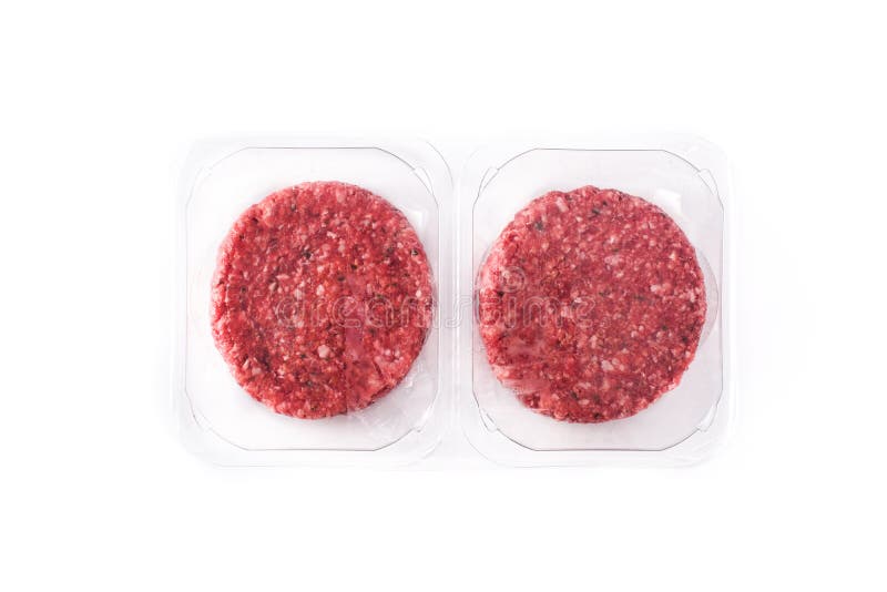 Burger Meat Packaged in Plastic Isolated Stock Image - Image of ...