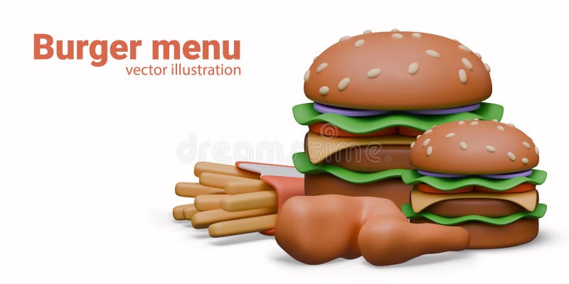 Burger Menu. Creative Vector Composition in Realistic Style Stock ...
