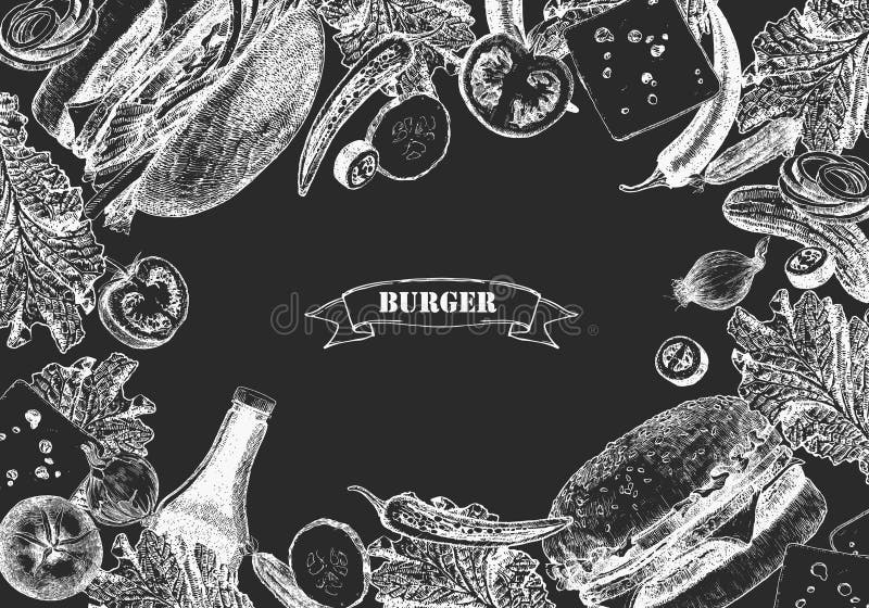 Burger Menu. Hand-drawn Illustration of Dishes and Products. Ink ...