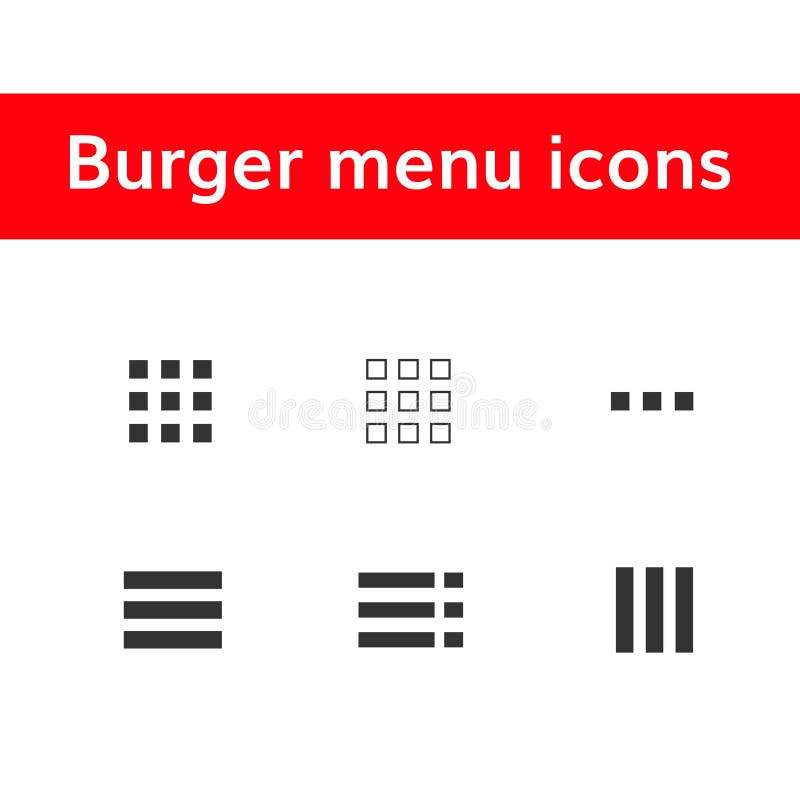 Burger menu icons set stock vector. Illustration of page - 122728678