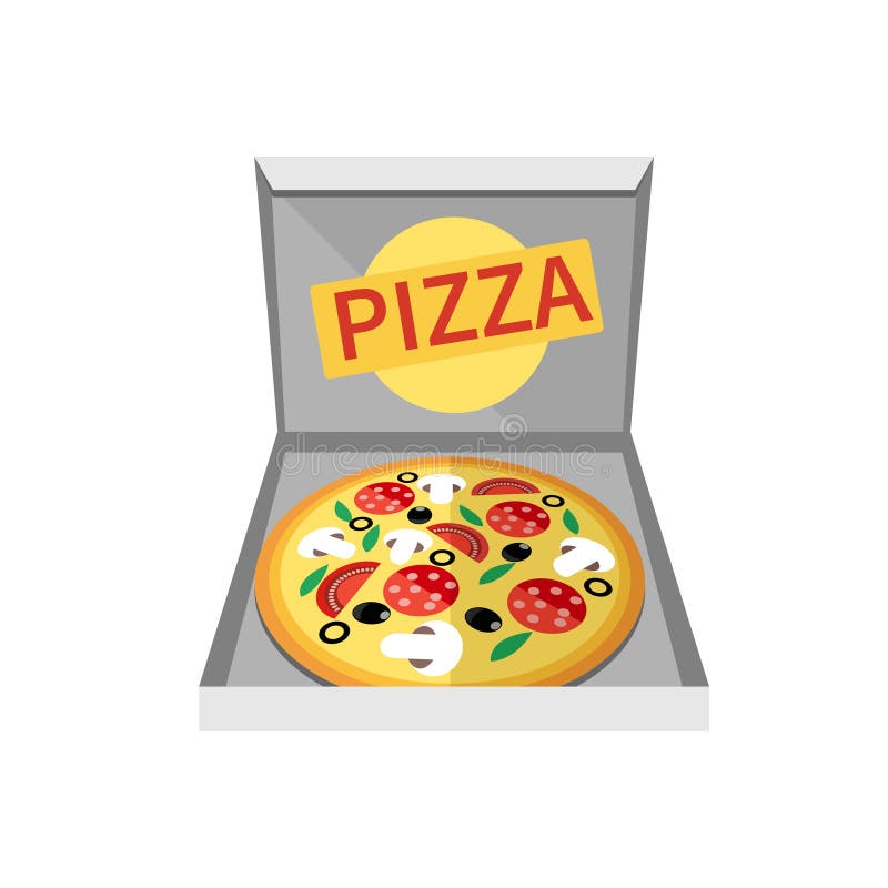 Pizza Box Vector Advertisement Banner. Pizza Box Delivery Service Stock ...