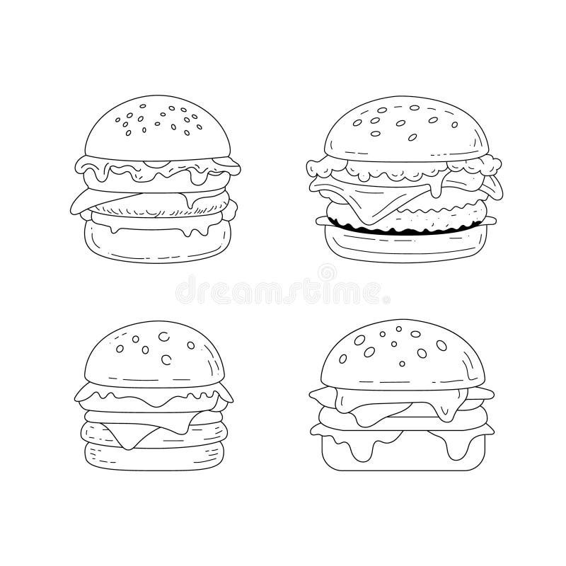 Burger Outline Illustration Vector Art Stock Illustration ...