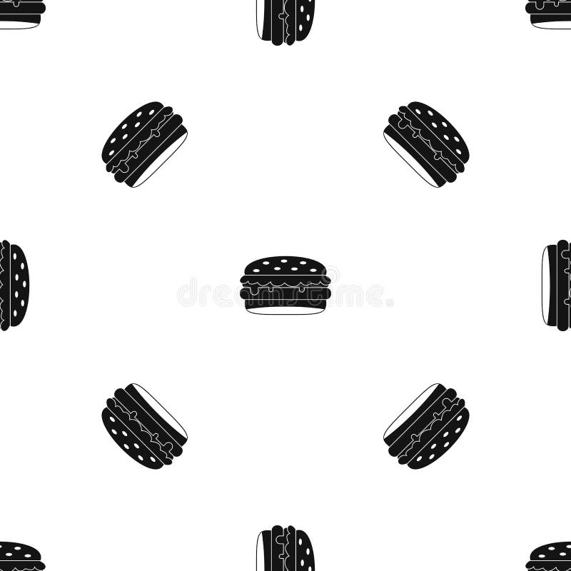 Burger Pattern Seamless Black Stock Vector - Illustration of onion ...