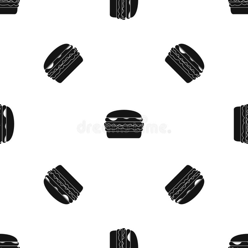 Burger Pattern Seamless Black Stock Vector - Illustration of nutrition ...
