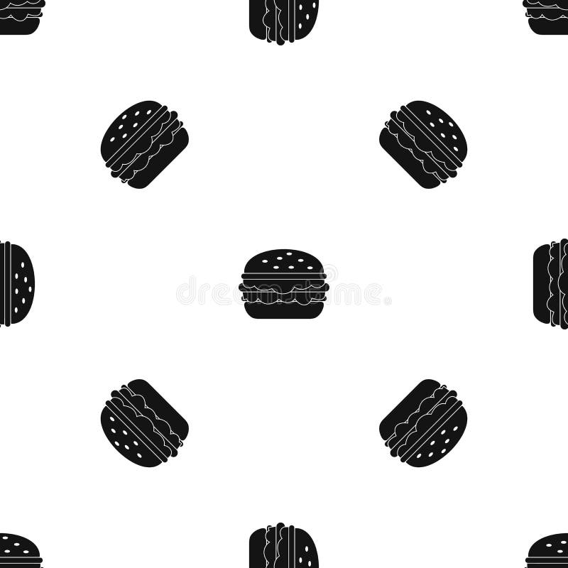 Burger Pattern Seamless Black Stock Vector - Illustration of cuisine ...