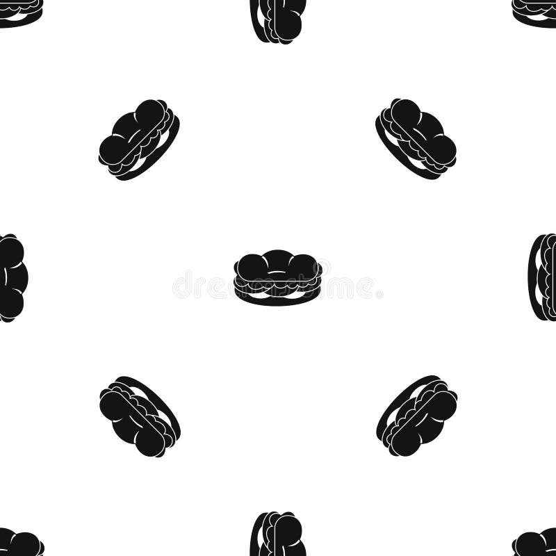 Burger Pattern Seamless Black Stock Vector - Illustration of grilled ...