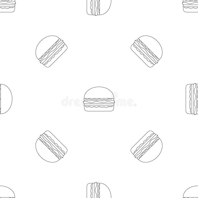 Burger Pattern Seamless Vector Stock Vector - Illustration of sandwich ...