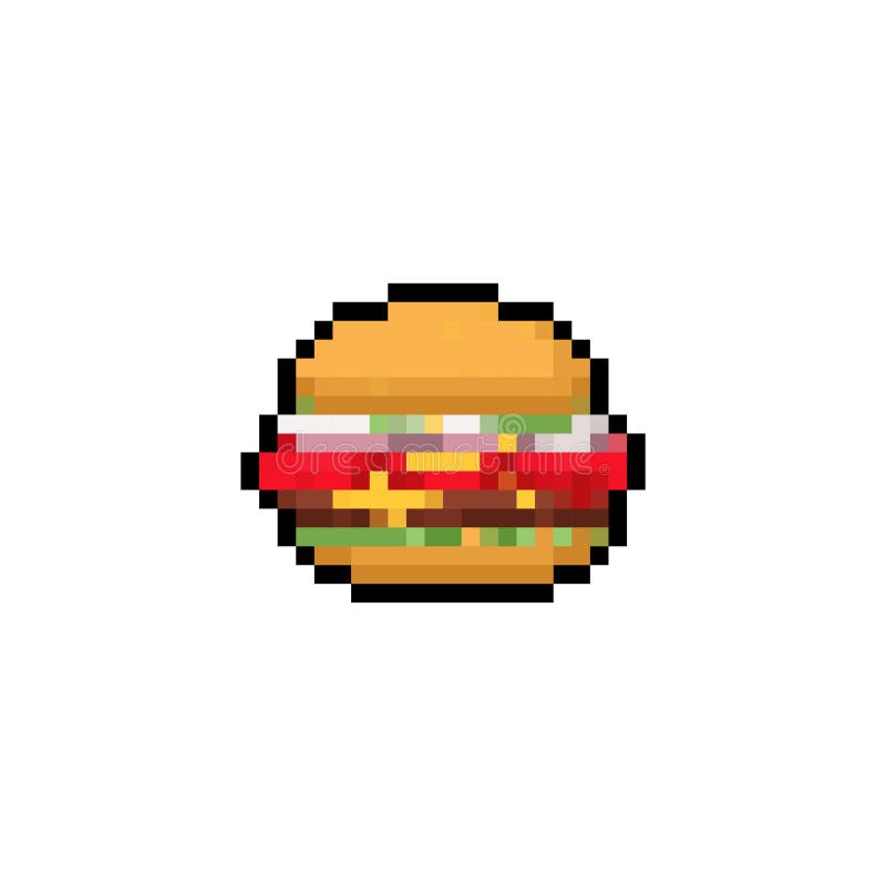 Hamburger Pixel Art. Pixelated Fast Food on White Backg Stock Vector ...