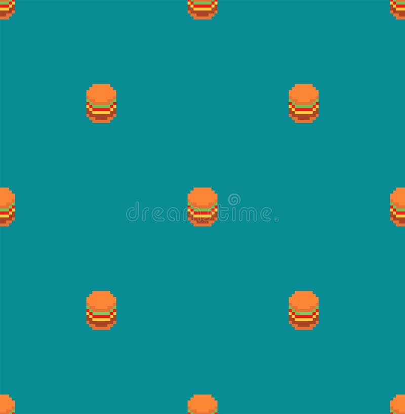 Burger Pixel Art. Hamburger Pixelated Stock Vector - Illustration of ...