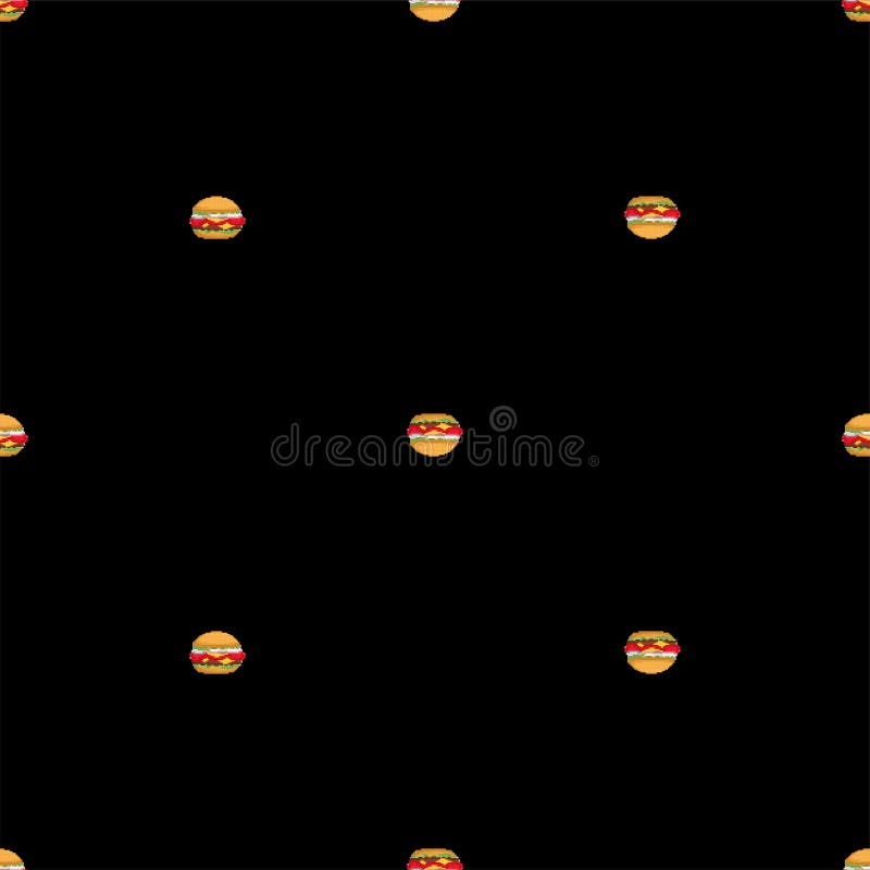 Burger Pixel Art Pattern Seamless. Hamburger Pixelated Background Stock ...