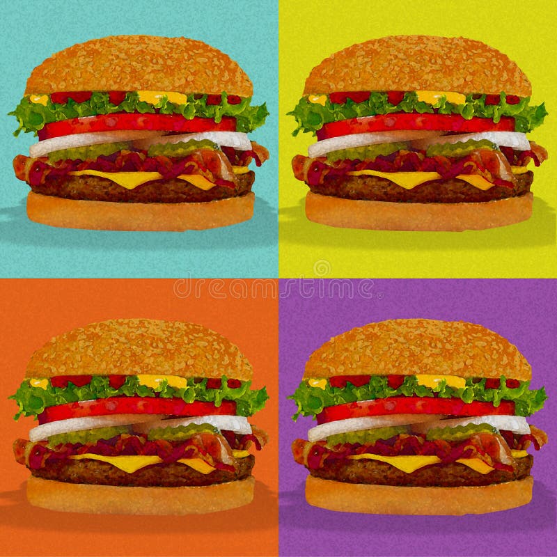 Burger Pop Art stock illustration. Illustration of lettuce - 72513588