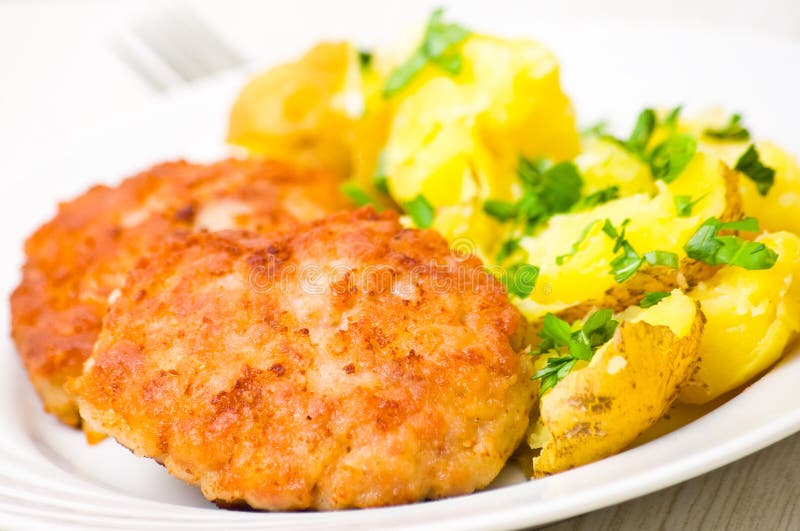 Burger with potato stock photo. Image of cutlet, fillet - 32313534