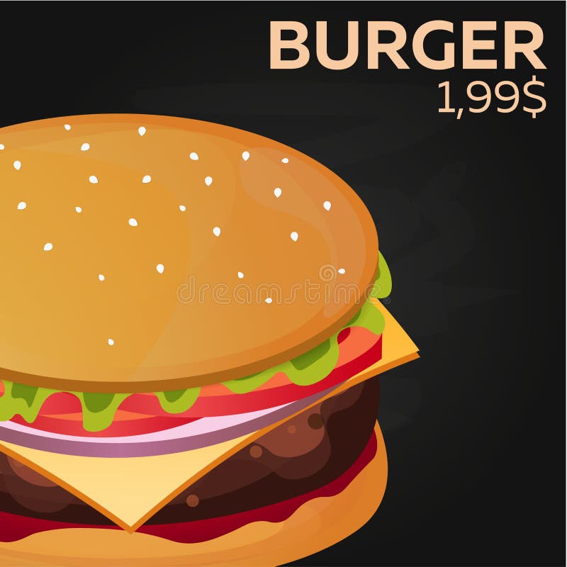 Burger Price. Fast Food Restauran Menu. Vector Illustration. Stock ...
