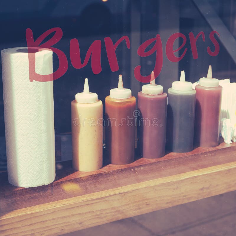 Burger Restaurant Condiments Stock Image - Image of cheeseburger ...