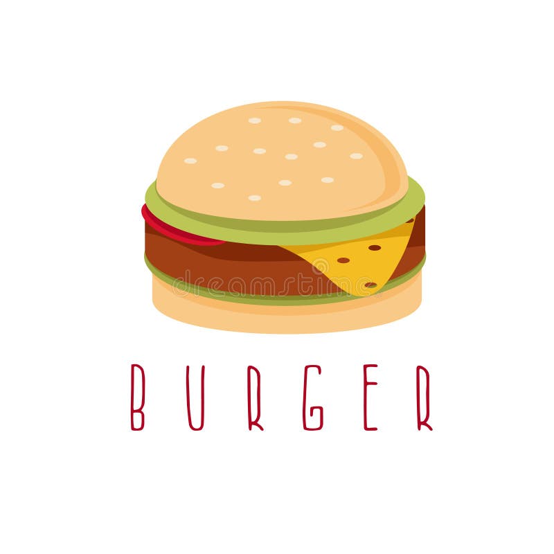 Burger with Salad , Cheese and Meat Design Template Stock Vector ...