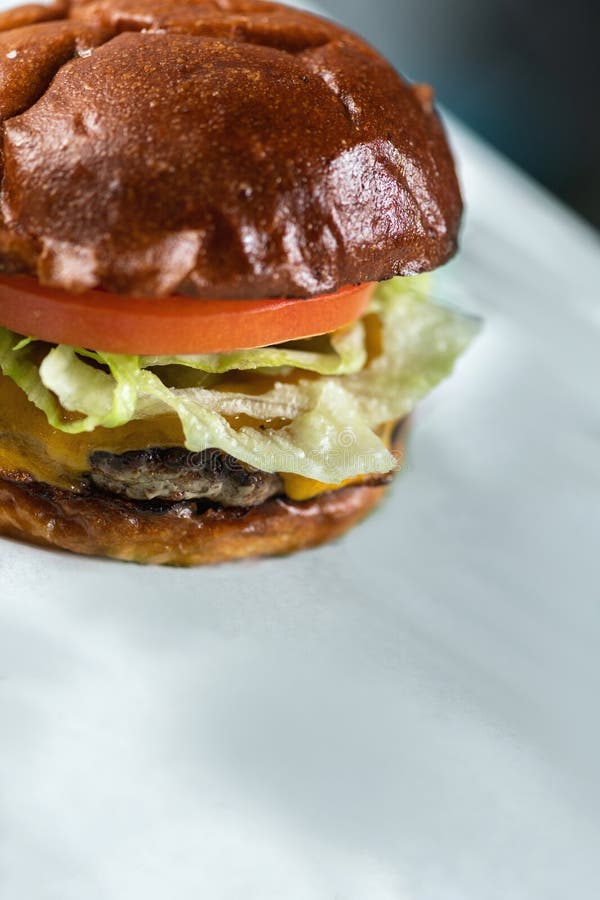 Burger Sandwich with Various Toppings and Condiments Stock Photo ...