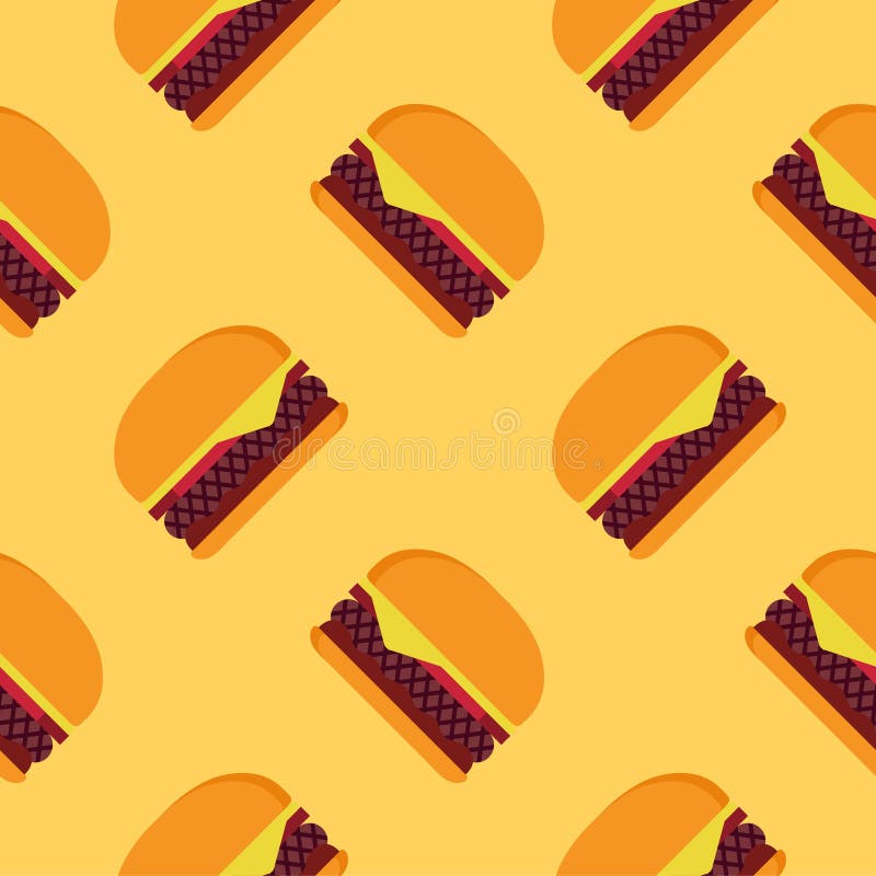 Burger Seamless Pattern. Fast Food Pattern Stock Vector - Illustration ...