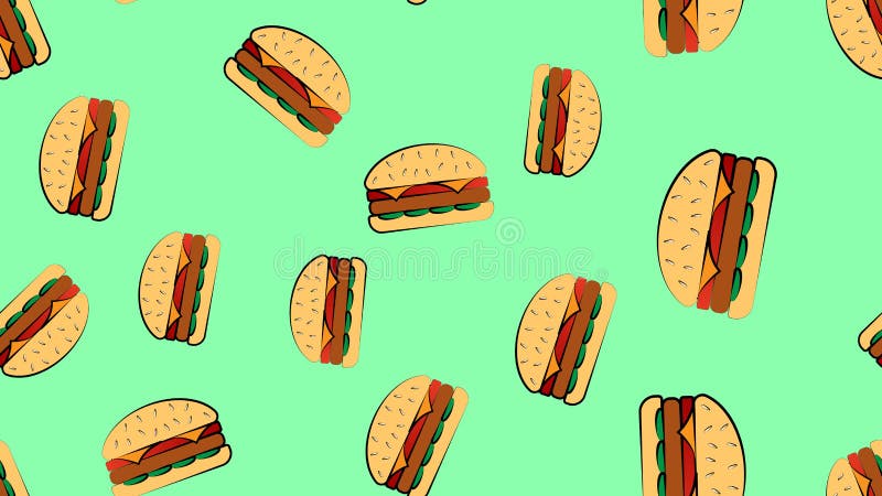 Burger Seamless Pattern. Fast Food Pattern. Vector Stock Vector ...