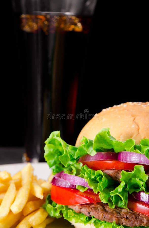 Burger Served in Bun in Nutrition Fast Food Concept Stock Photo - Image ...
