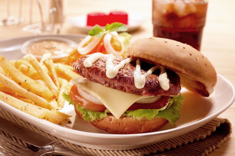 Burger set stock image. Image of meat, food, plate, ingredient - 25869943