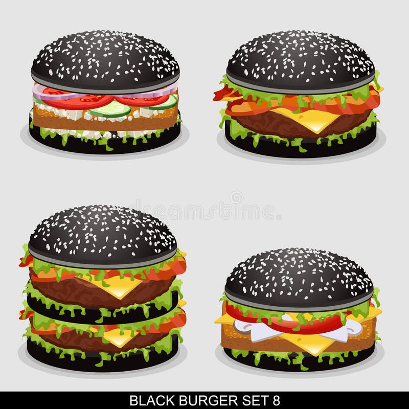 Burger set 3 stock illustration. Illustration of double - 53181293