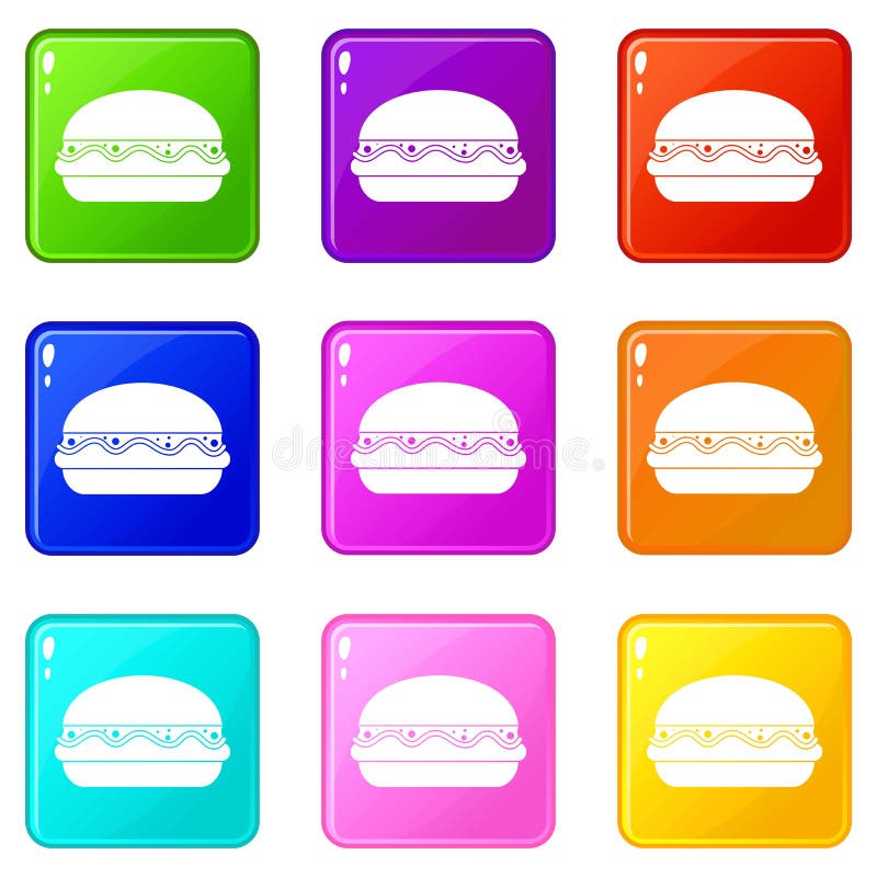 Burger set 9 stock vector. Illustration of grilled, cheddar - 96551457