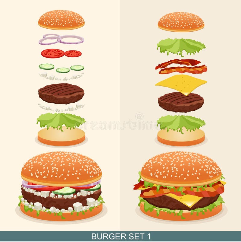 Burger set 1 stock illustration. Illustration of bread - 53200541