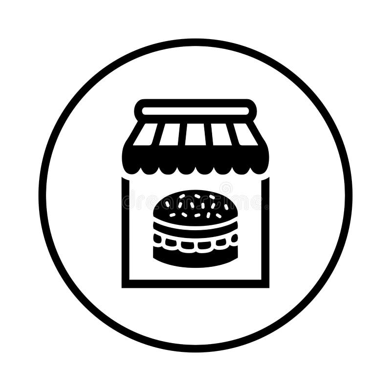 Burger, Shop Icon. Rounded Black Version Stock Vector - Illustration of ...