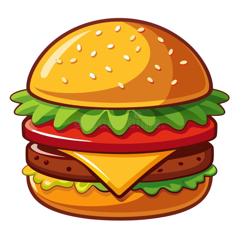 A Burger with a Slice of Cheese Stock Vector - Illustration of ...