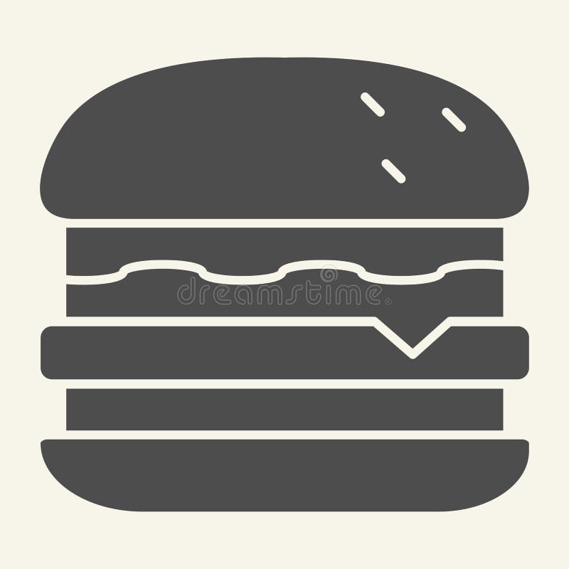 Burger Solid Icon. Hamburger Vector Illustration Isolated on White ...