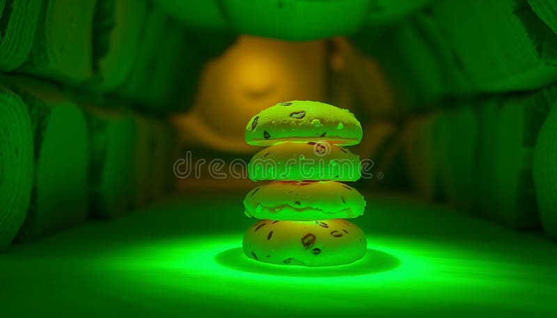 Burger Stack with Green Light Effect Food Presentation Generative AI ...