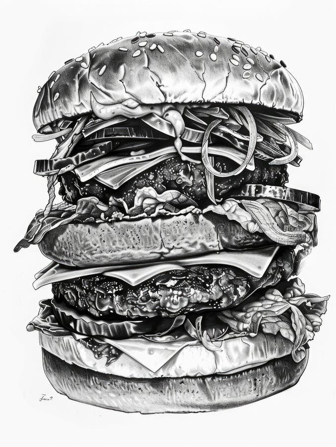 Burger Stack Supreme stock image. Image of appetizer - 364502459