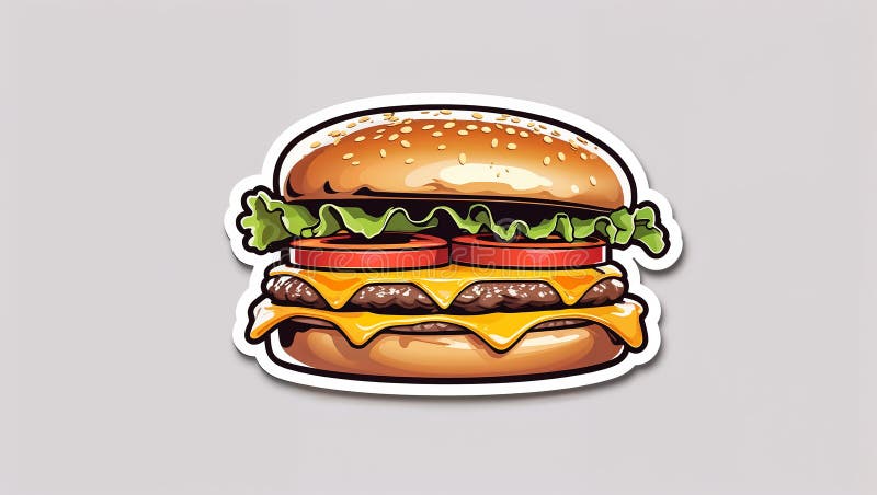 Burger Sticker, Flat Design Stock Illustration - Illustration of font ...