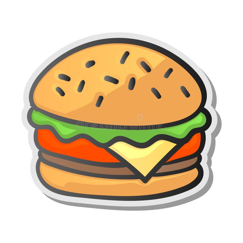 Burger Sticker, Isolated Background. Graphic Design Element for Menu ...