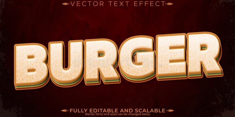 Burger Text Effect, Editable Fast Food Text Style Stock Vector ...