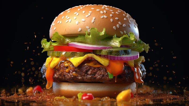 Burger, Ultra Detailed, Super Definition, Super Realistic Stock ...