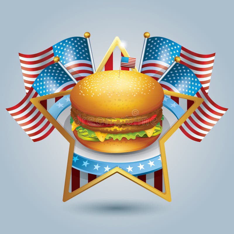 Burger with Usa Flags. Vector Illustration Decorative Design Stock ...