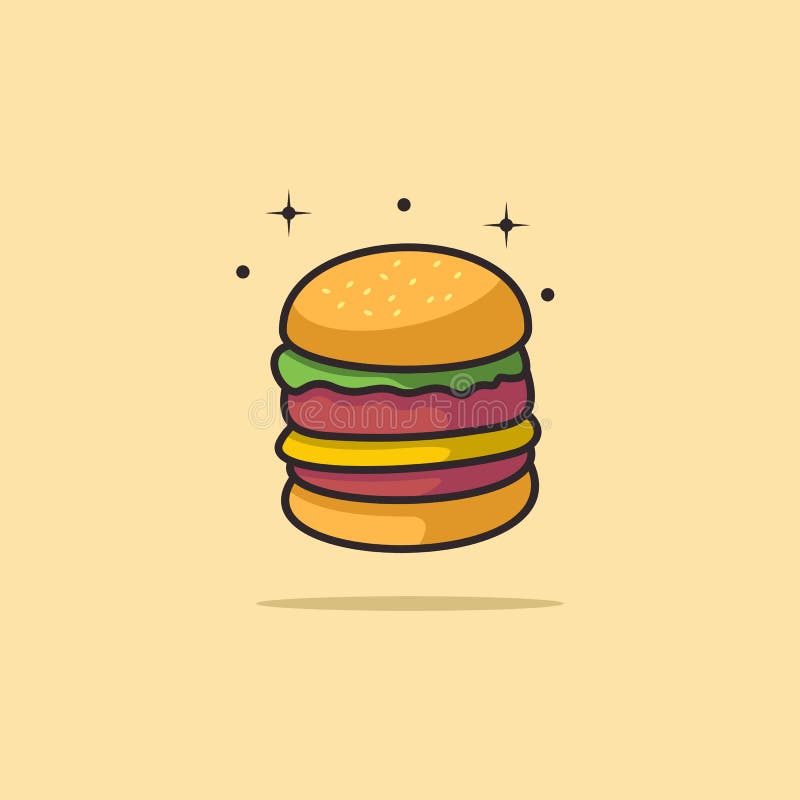 Burger Vector Icon Cute Illustration Stock Vector - Illustration of ...