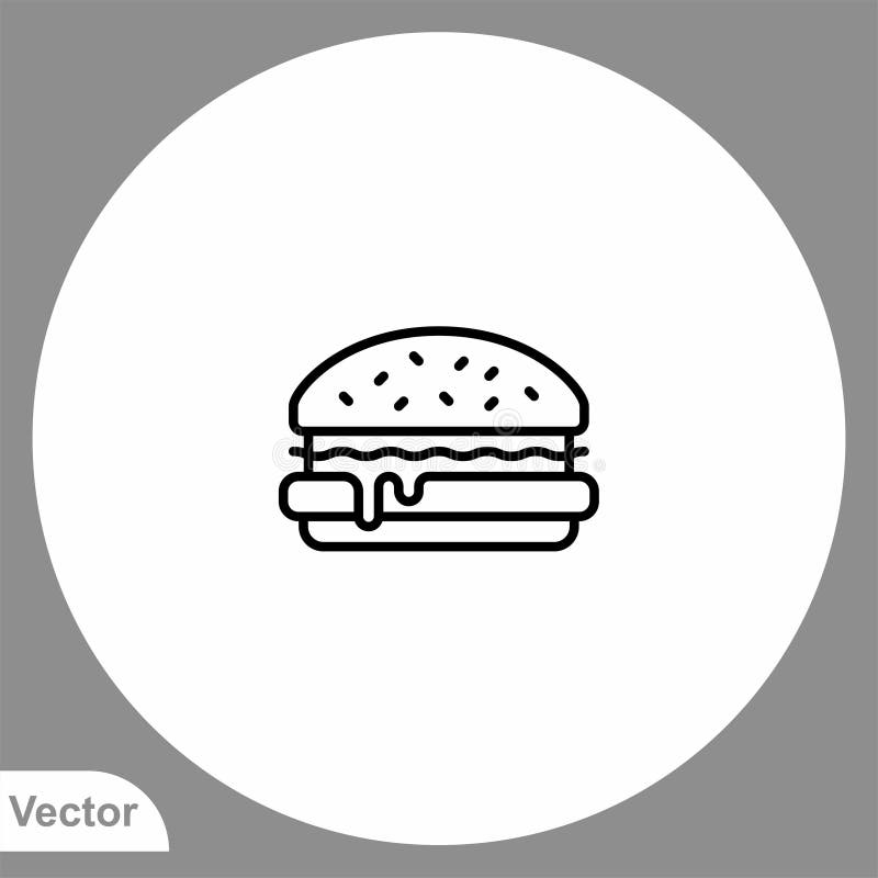 Burger Vector Icon Sign Symbol Stock Vector - Illustration of beef ...