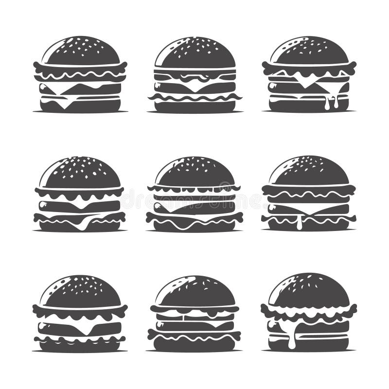 Burger Vector Collection Fast Food Vector Illustration Stock Vector ...