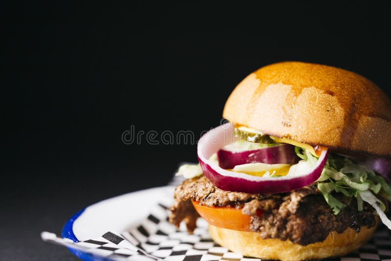 Burger with vegetables stock photo. Image of food, freshness - 255363614