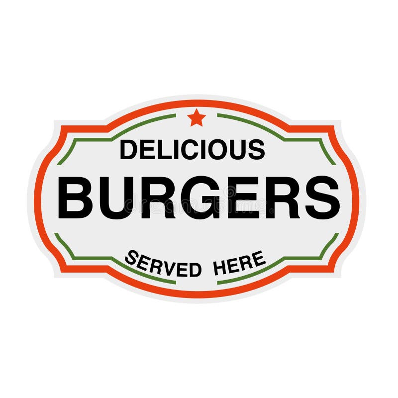 Burger Vintage Stamp Sticker Vector Stock Illustration - Illustration ...