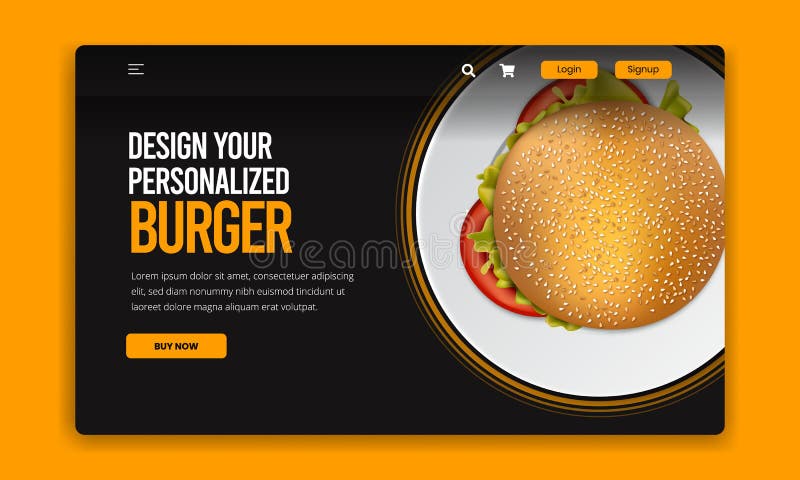 Burger Website UI Template Design - User Interface Design Screen Stock ...