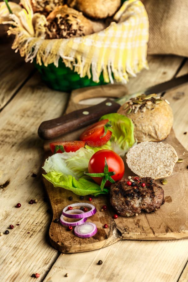 Burger and Whole Wheat Bread Stock Image - Image of healthy, burger ...