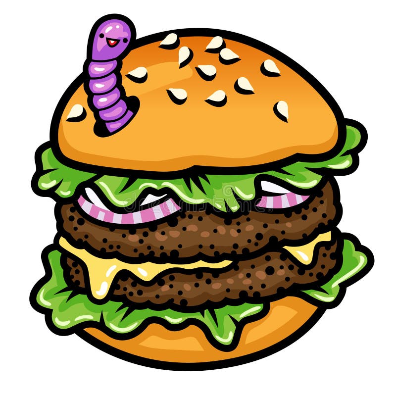 Burger with worm stock vector. Illustration of cheeseburger - 51289928