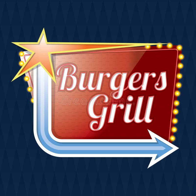 Burgers Grill Signboard. Vector Illustration Decorative Design Stock ...