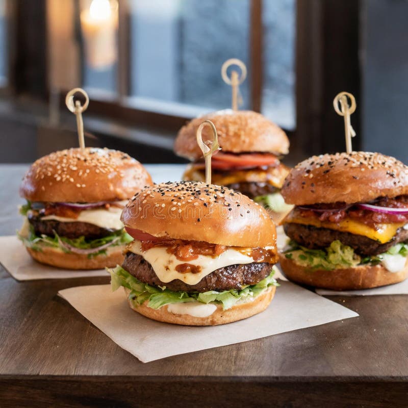 Burgers with Layers of Juicy Ingredients Stock Illustration ...